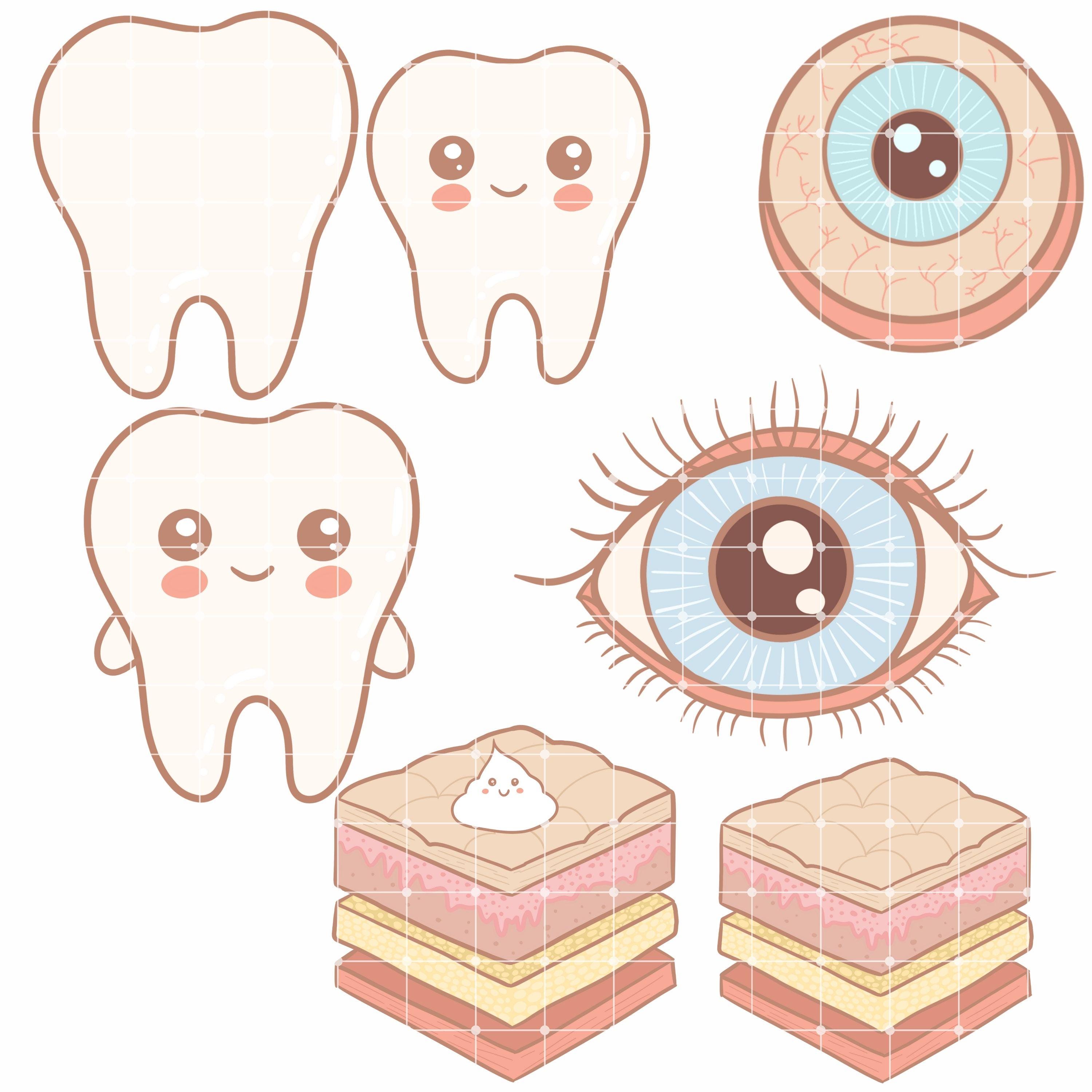 Cute Human Anatomy Clipart | Pastel Cartoon Body Organs PNG | Kawaii ...