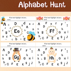 Alphabet Hunt Worksheets Find and Highlight the Letter A-z,matching ...