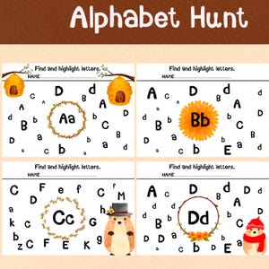 Alphabet Hunt Worksheets Find and Highlight the Letter A-z,matching ...