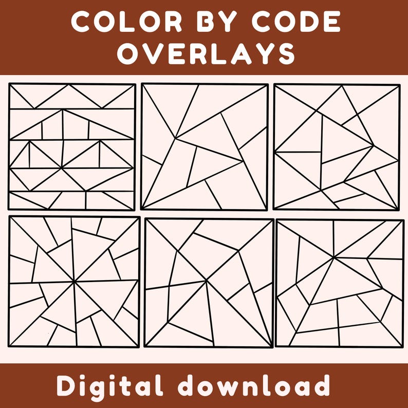 Square Color by Code Colour by Number Templates /color in Overlays Clip ...