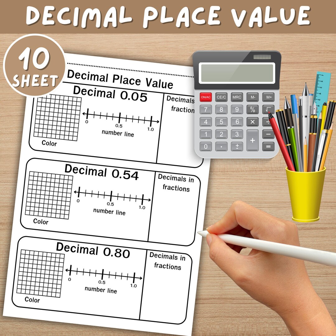 Decimal Place Value,write Decimals as Fractions With a Model. - Etsy