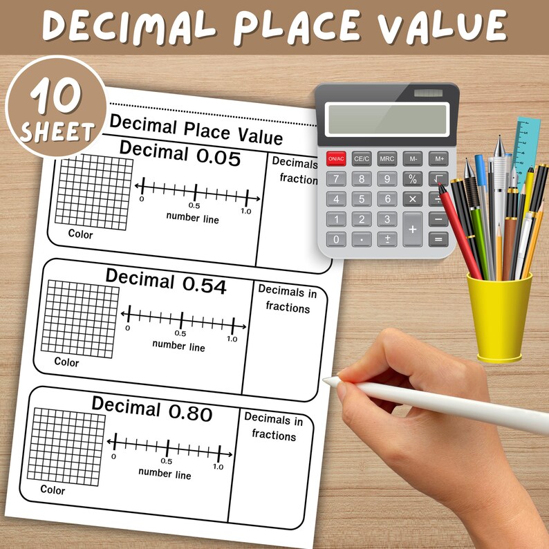 Decimal Place Value,write Decimals as Fractions With a Model. - Etsy
