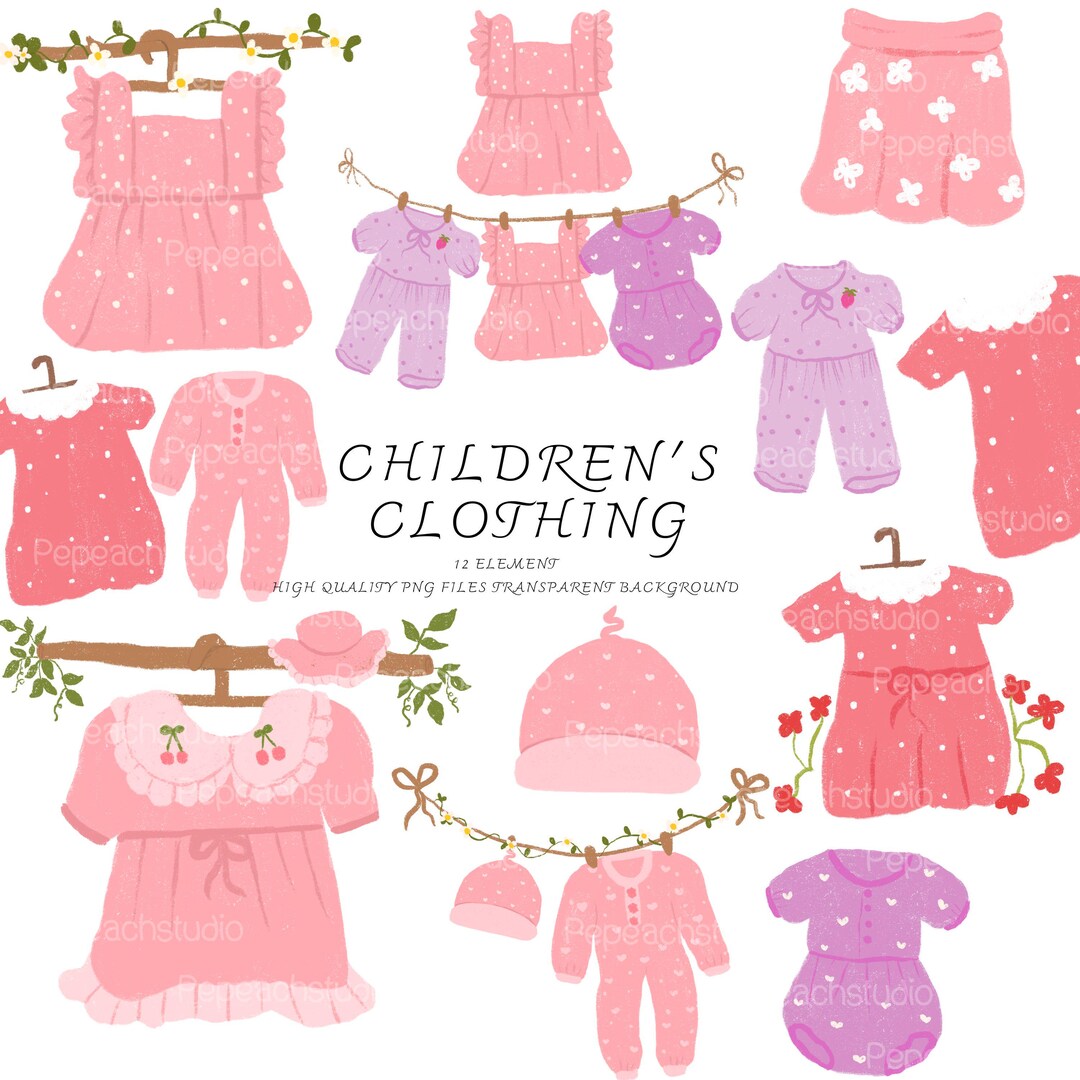 Baby & Kids Clothes Clipart Bundle | PNG Transparent - Etsy