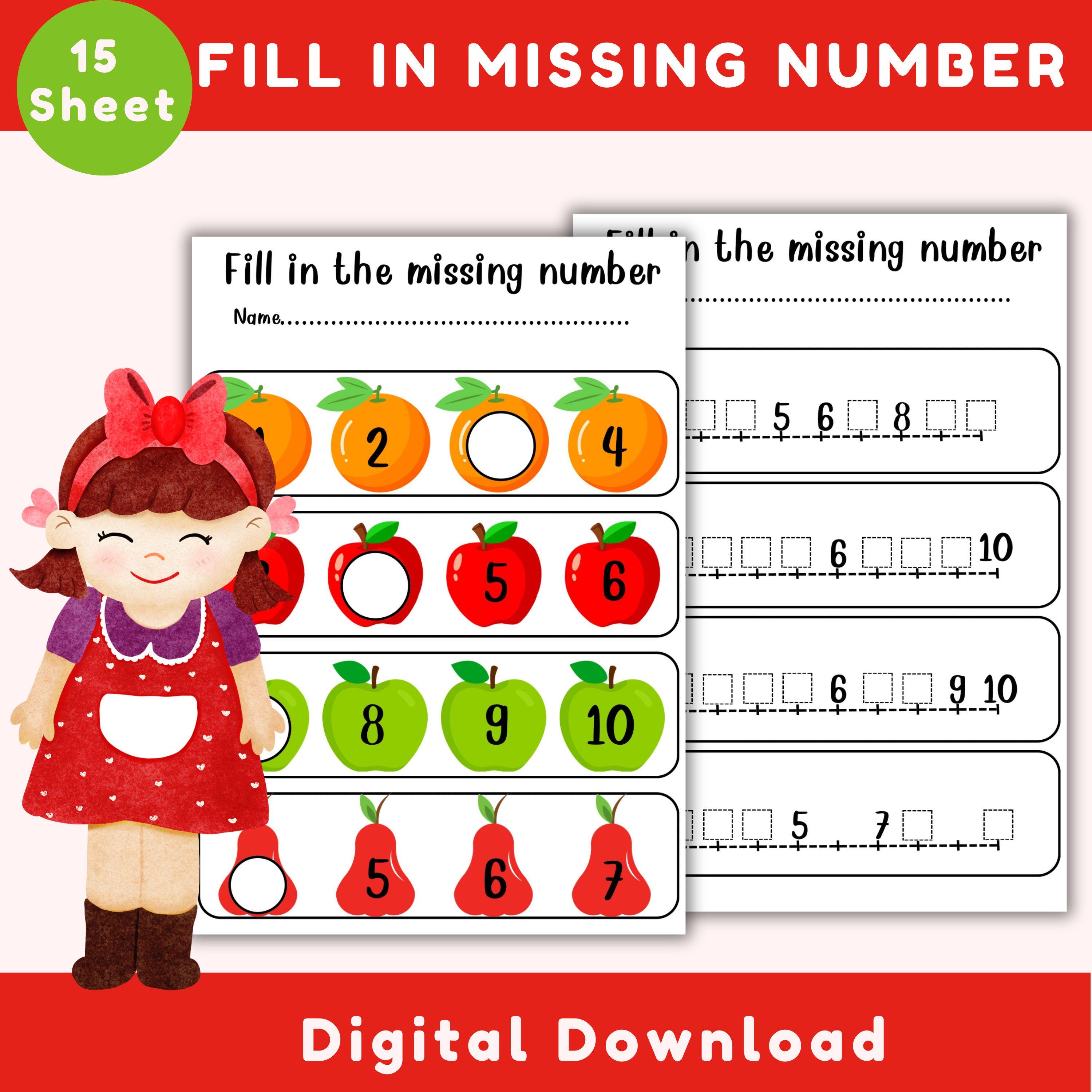 Fill the Missing Numbers 1-10 Worksheet, Homework for Kindergarten and ...