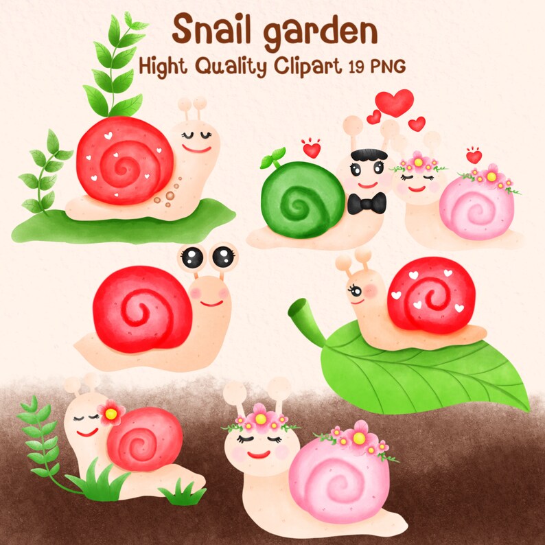 Watercolor Cute Snail Clipart - Etsy