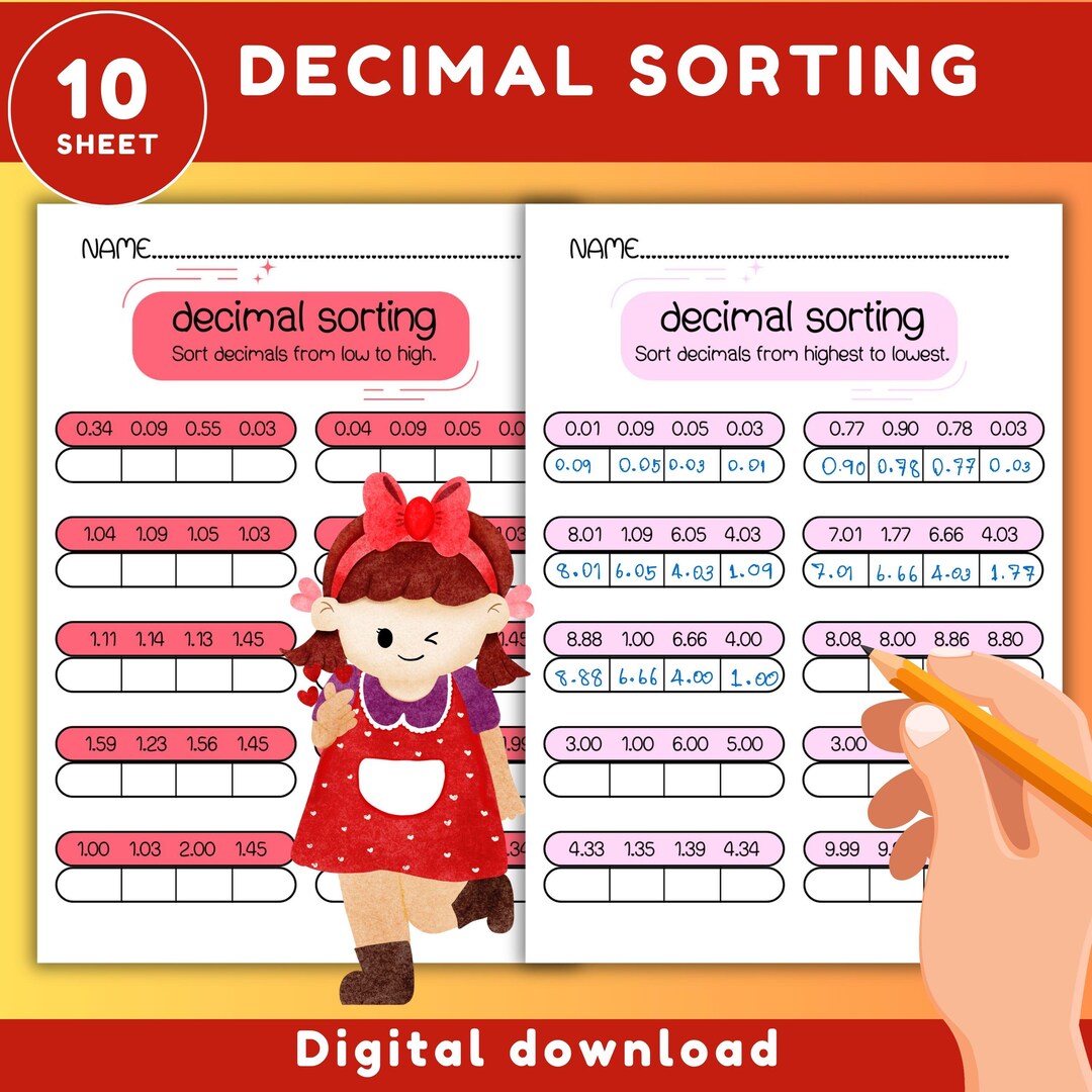 Comparing Decimals Math Activities Sort Decimals Worksheet - Etsy Comparing Decimals Math Activities Sort Decimals Worksheet - Etsy