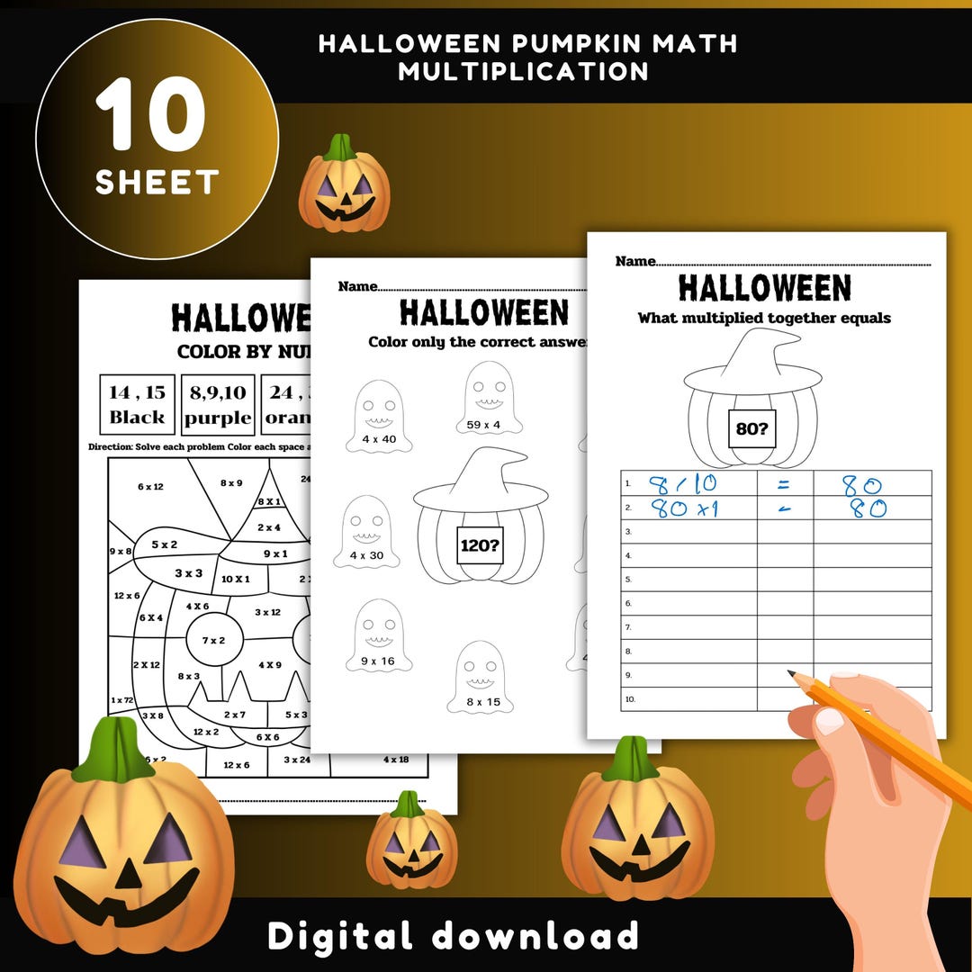 Halloween Pumpkin Math Multiplication Worksheet - Etsy