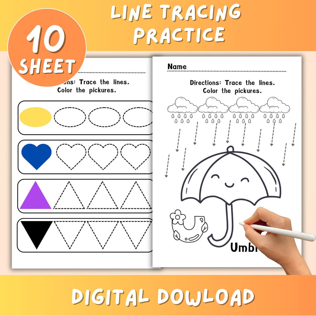 Kindergarten Line Tracing Practice Vertical Lines Tracing Worksheet - Etsy