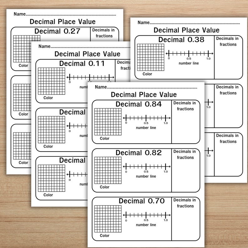 Decimal Place Value,write Decimals as Fractions With a Model. - Etsy