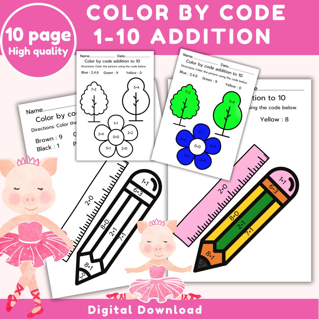 Math Facts Color by Code 1-10 Addition, Simple, Not Complicated ...