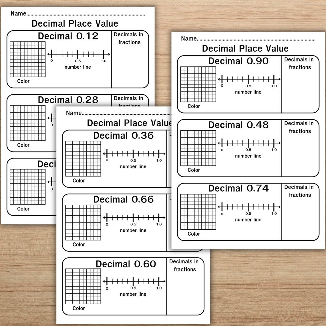 Decimal Place Value,write Decimals as Fractions With a Model. - Etsy