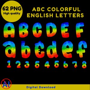 ABC Colorful English Letters ,alphabet PNG - Etsy