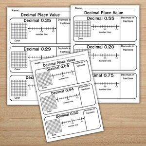 Decimal Place Value,write Decimals as Fractions With a Model. - Etsy