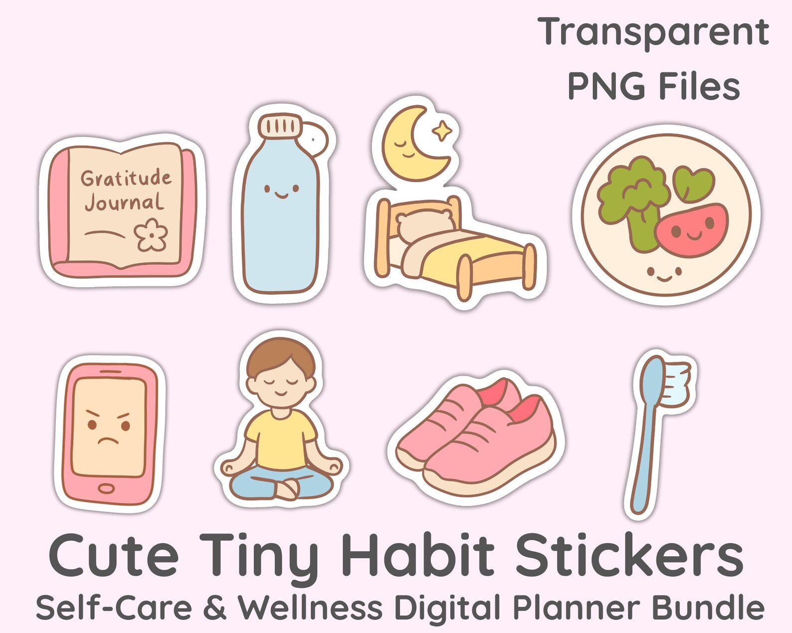 Cute Tiny Habit Stickers | Self-care & Wellness PNG Bundle - Etsy