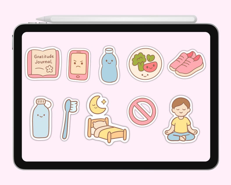 Cute Tiny Habit Stickers | Self-care & Wellness PNG Bundle - Etsy