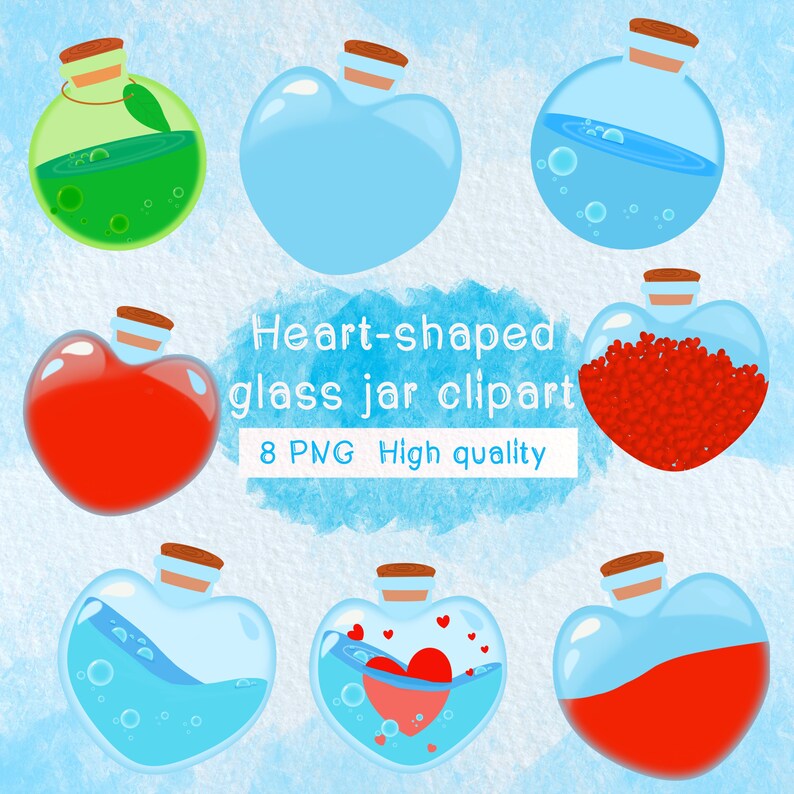 Heart-shaped Glass Jar Clip Art, A Dozen Hearts. - Etsy
