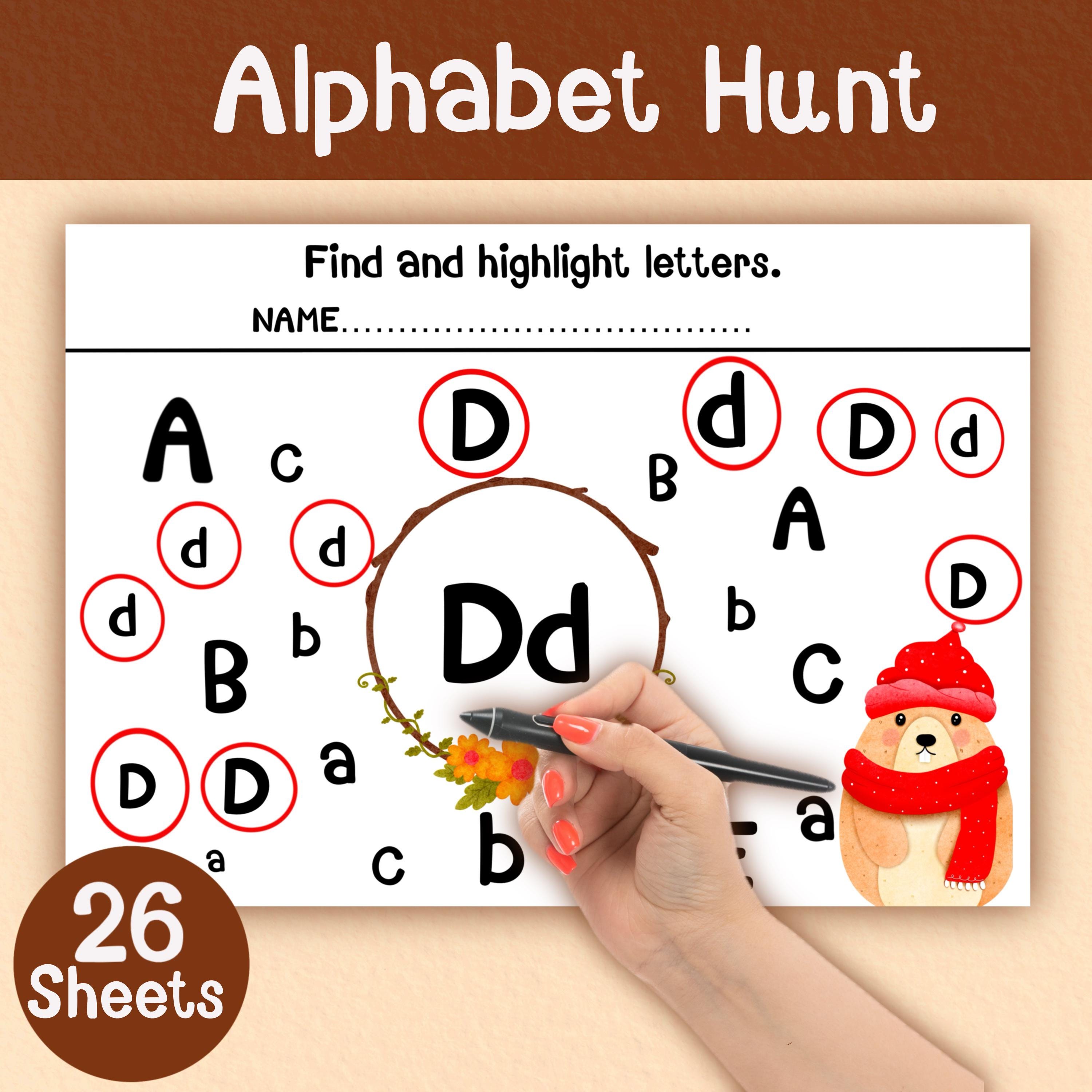 Alphabet Hunt Worksheets Find and Highlight the Letter A-z,matching ...