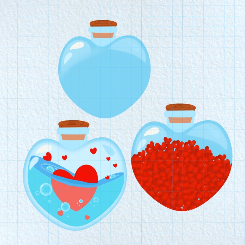 Heart-shaped Glass Jar Clip Art, A Dozen Hearts. - Etsy