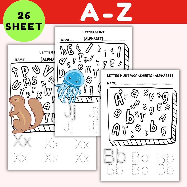 Alphabet Letter Hunt Worksheet for Kindergarten - Etsy