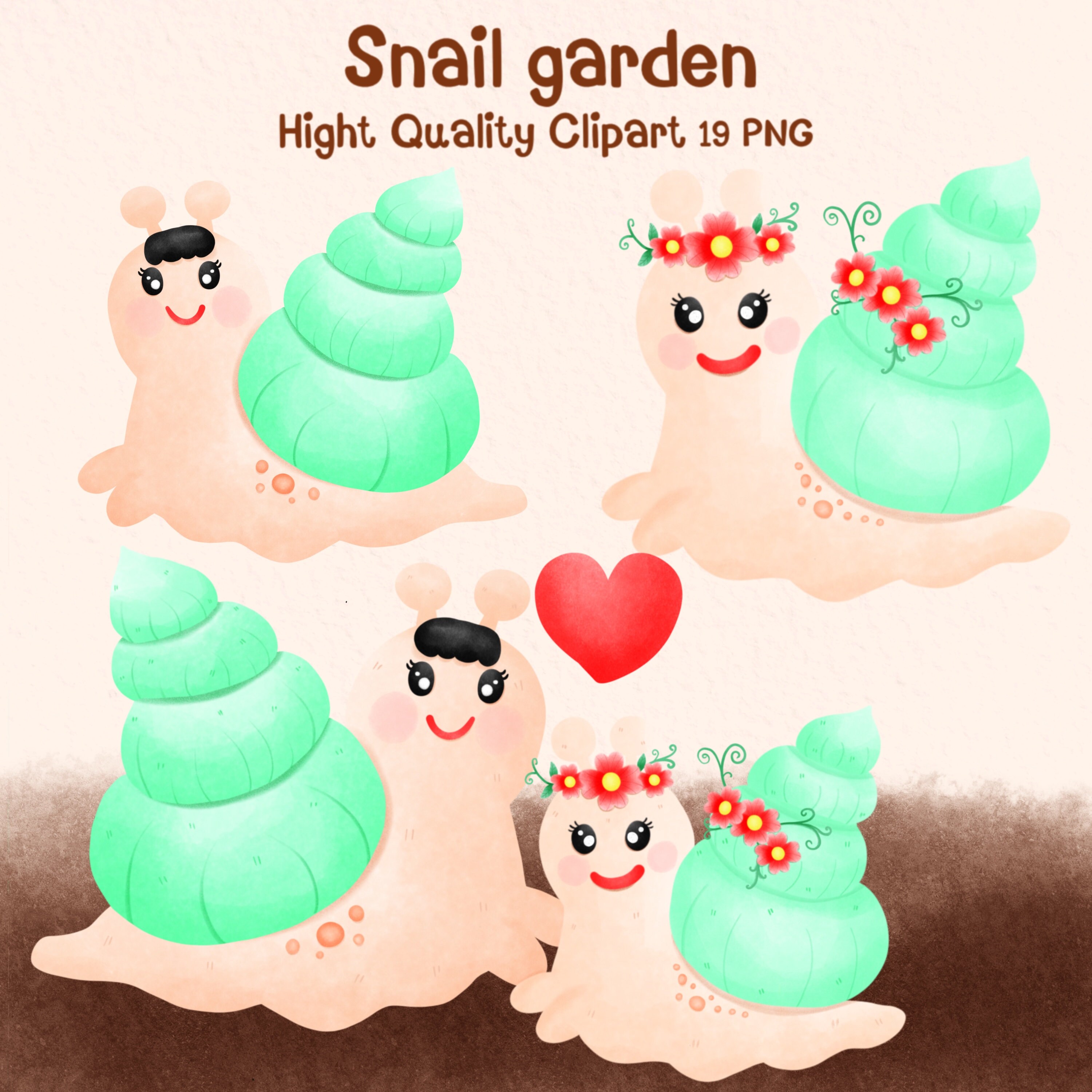 Watercolor Cute Snail Clipart - Etsy