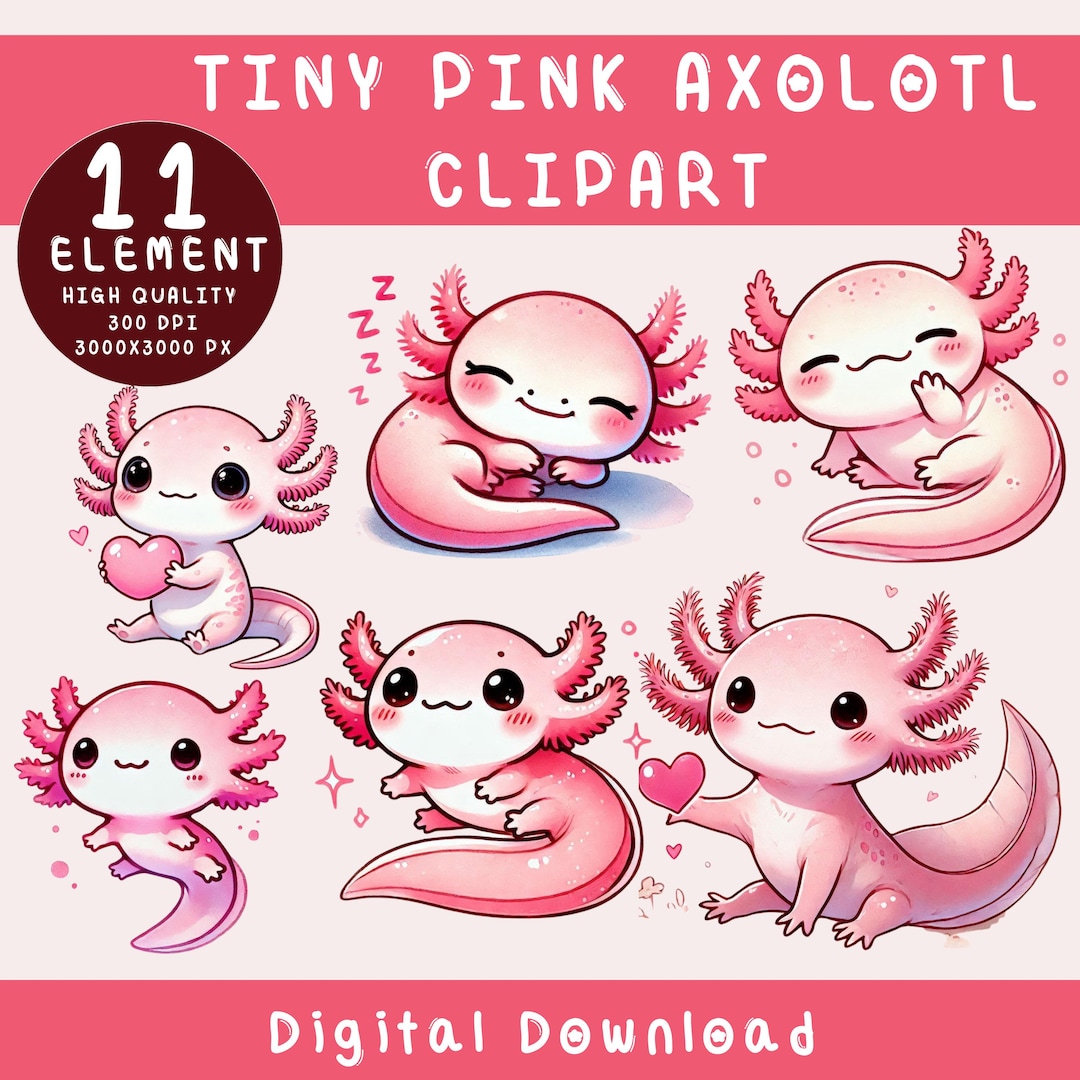 Tiny Pink Axolotl Clipart - Etsy