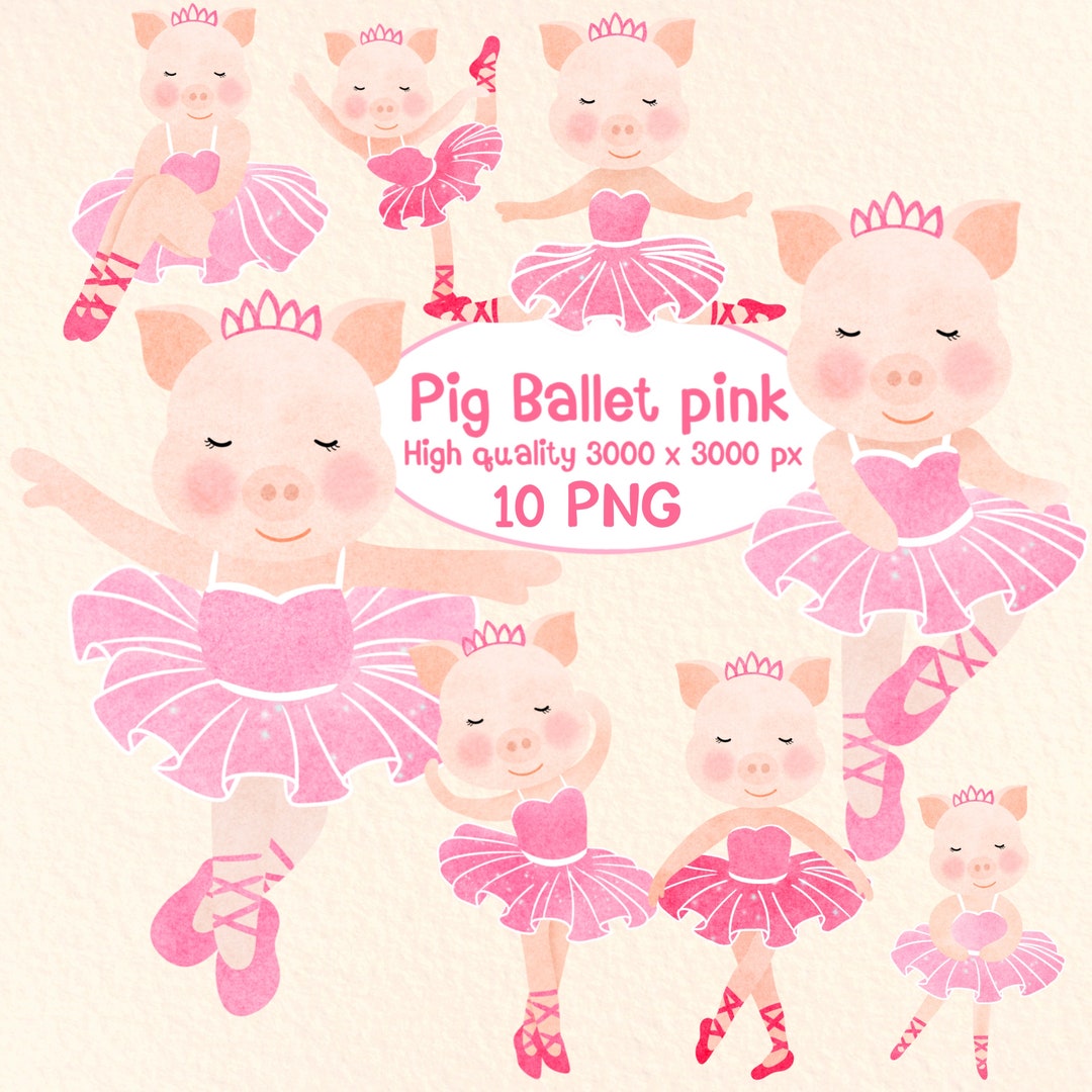 Pig Pink Ballerina Clipart,pig Png - Etsy