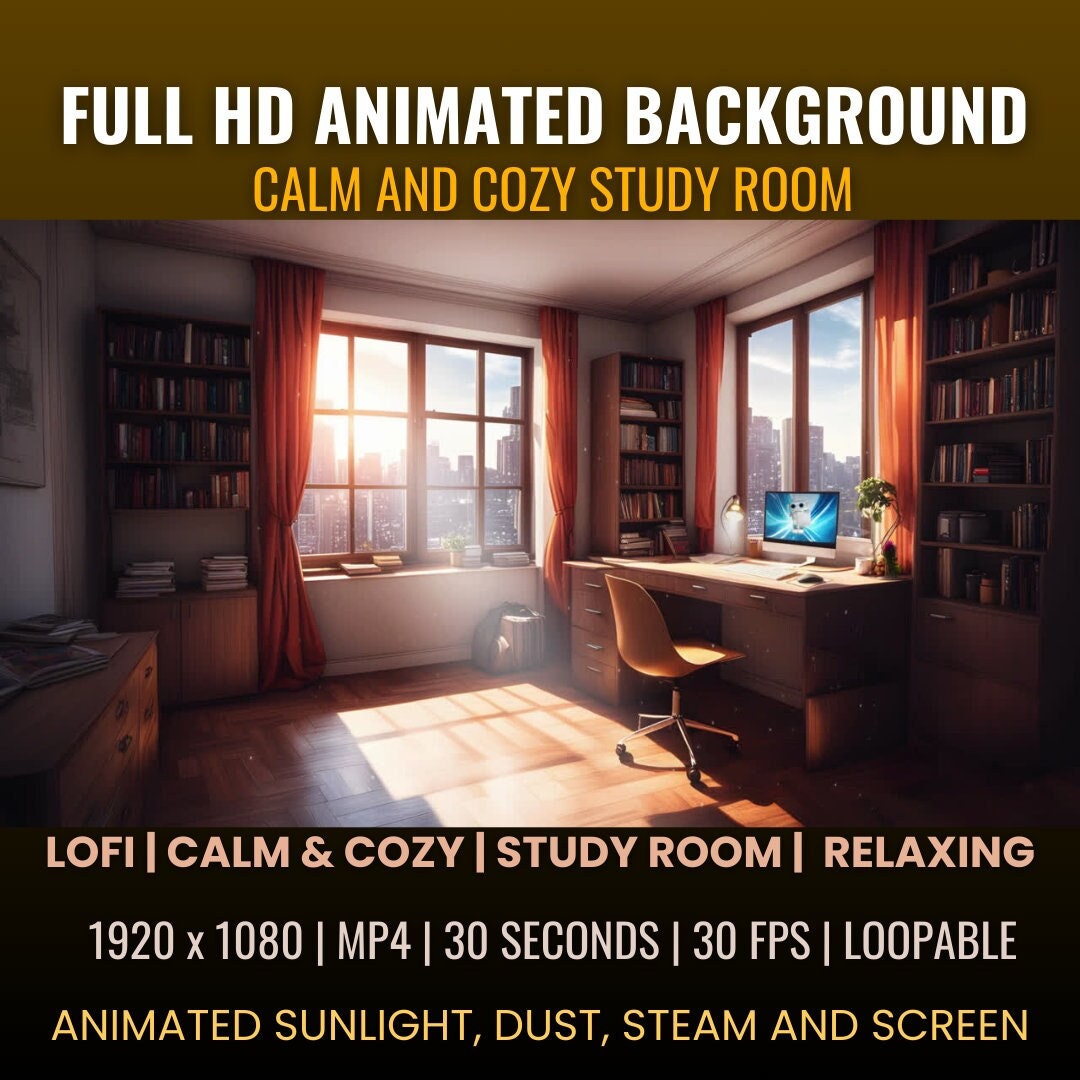 Calm and Cozy Study Room Animated Desktop Background Videos for Vtuber ...