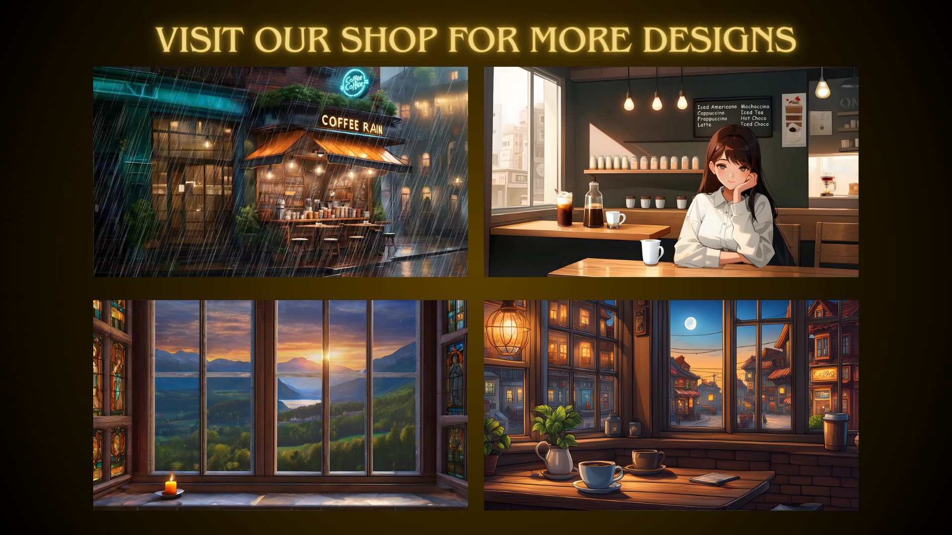 Coffee Cat by the Window Animated Desktop Background Videos for Vtuber ...