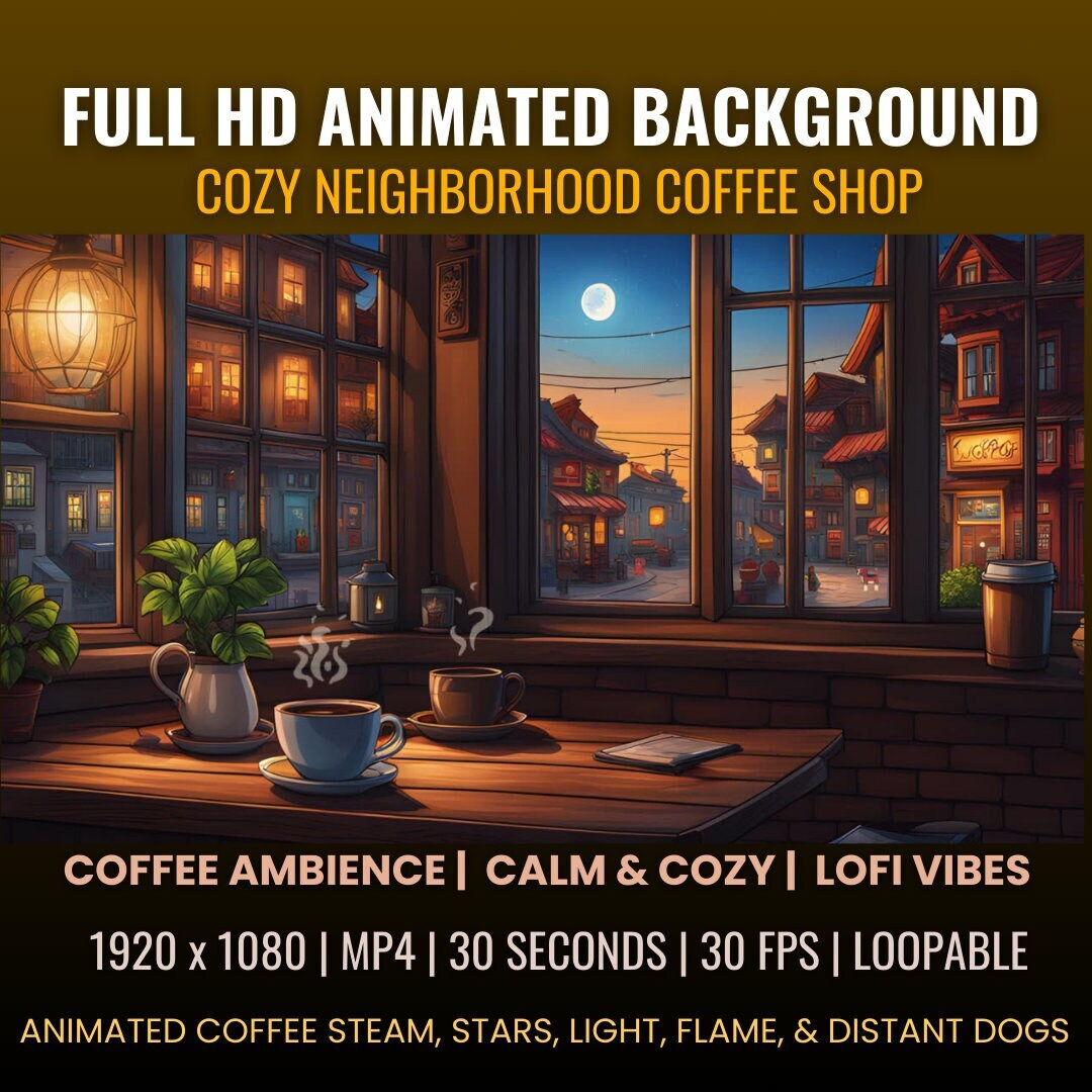 Cozy Neighborhood Coffee Shop Animated Desktop Background Video for ...