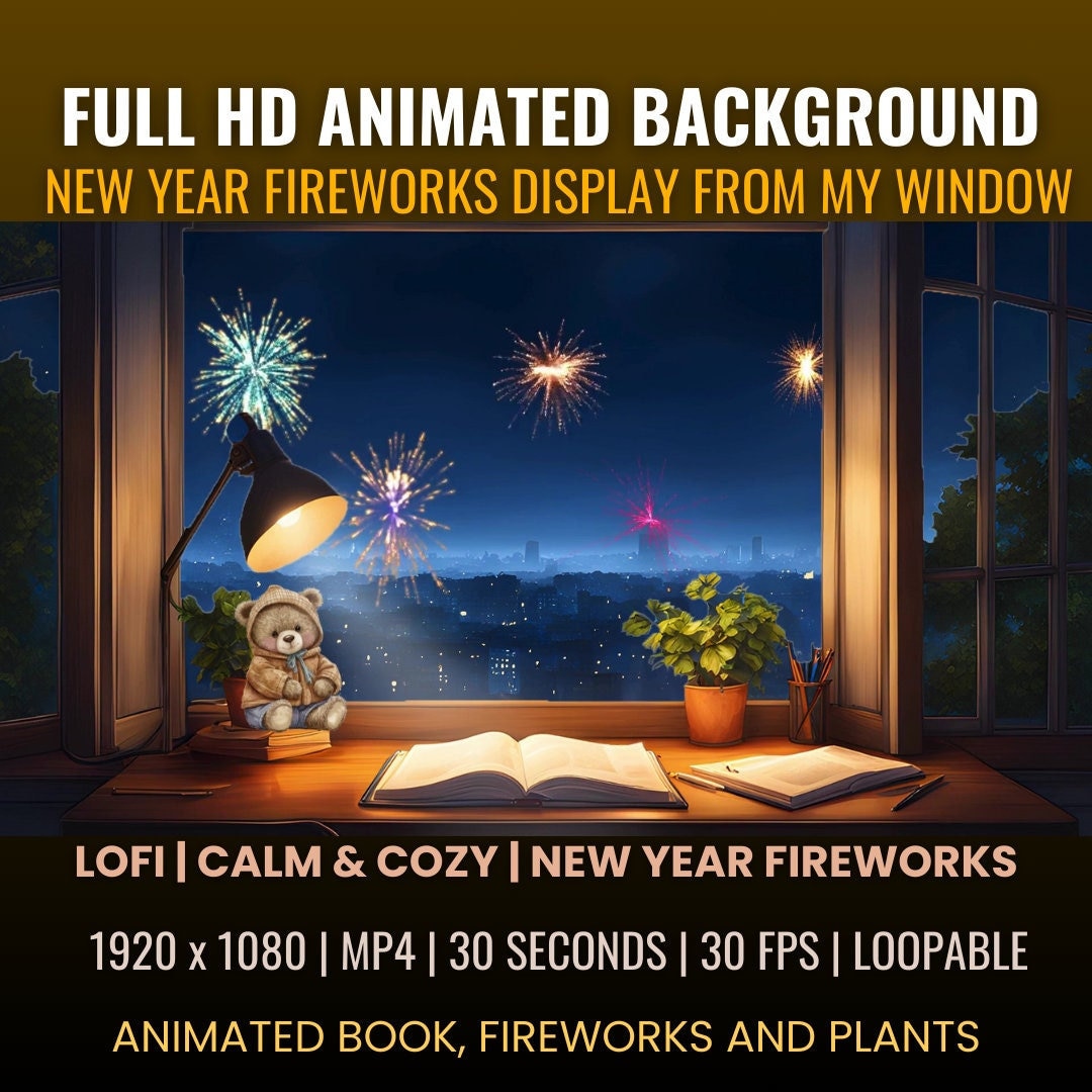 New Year Fireworks Display From My Window Animated Desktop Background ...