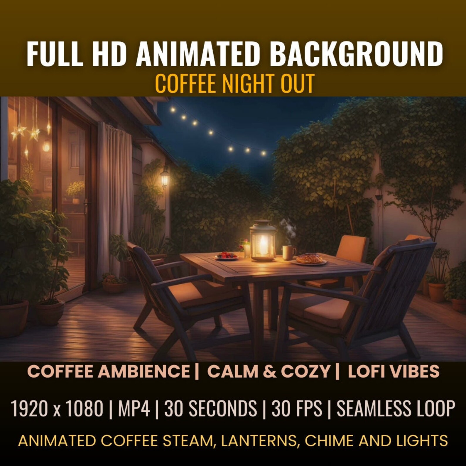 Coffee Night Out Animated Desktop Background Videos for Vtuber, Lofi ...