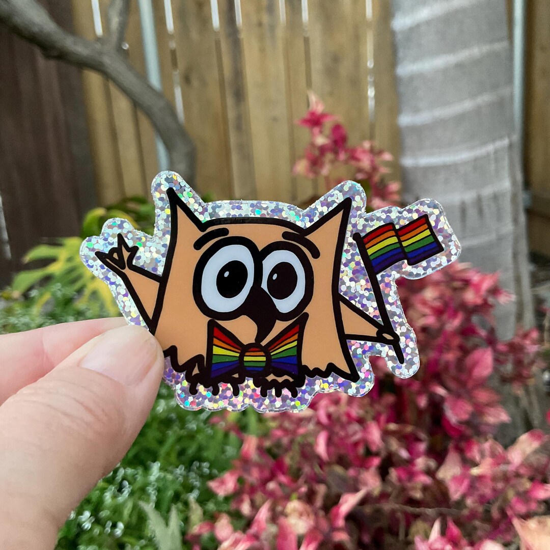 Pride Flag Glitter Sticker With Ollie the Owl (waterproof Vinyl) - Etsy