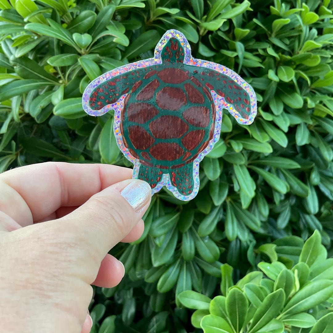 Sea Turtle Glitter Sticker (waterproof Vinyl) - Etsy