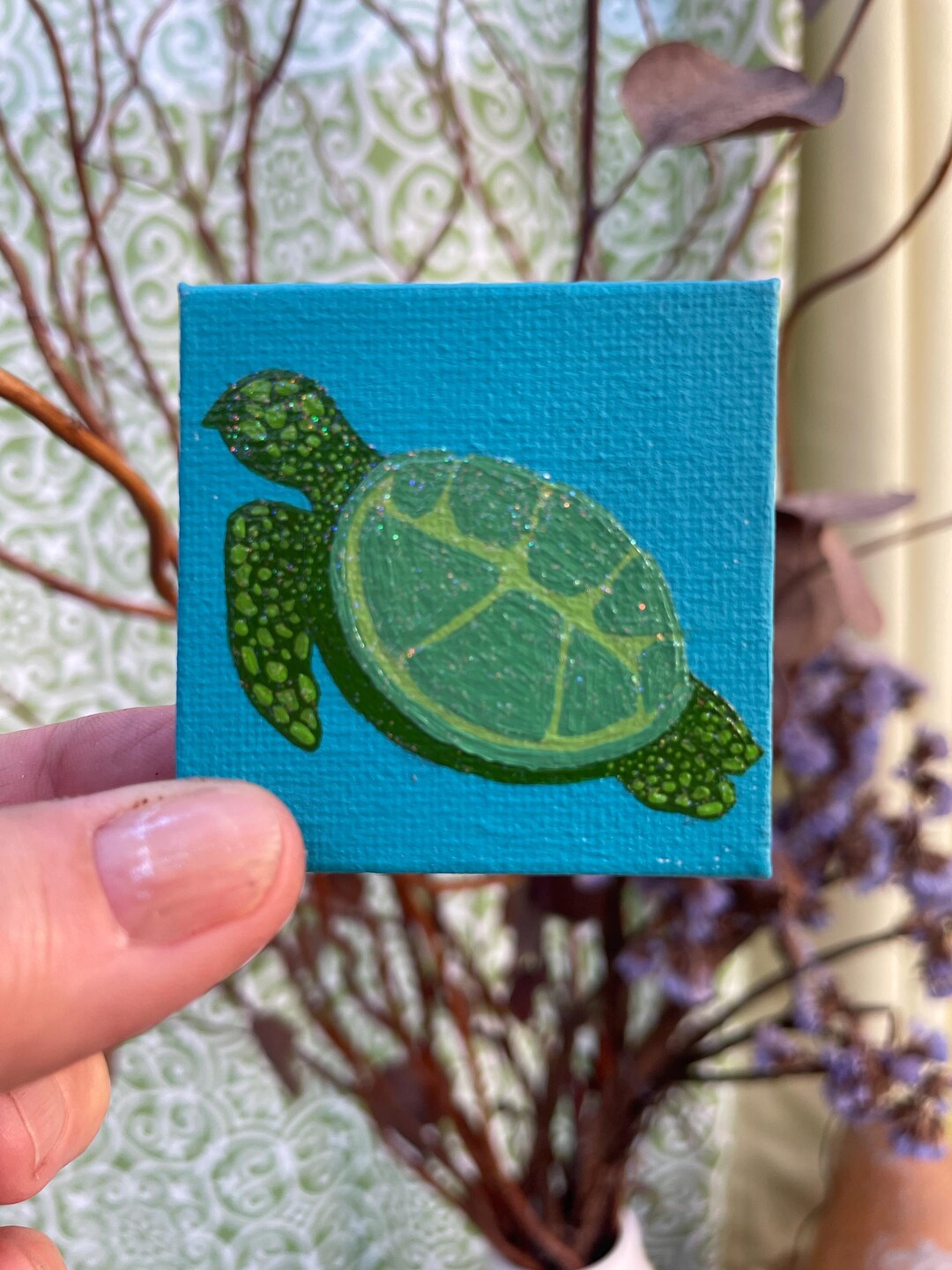 Sea Turtle Side View mint Green Canvas Magnet 2x2 - Etsy