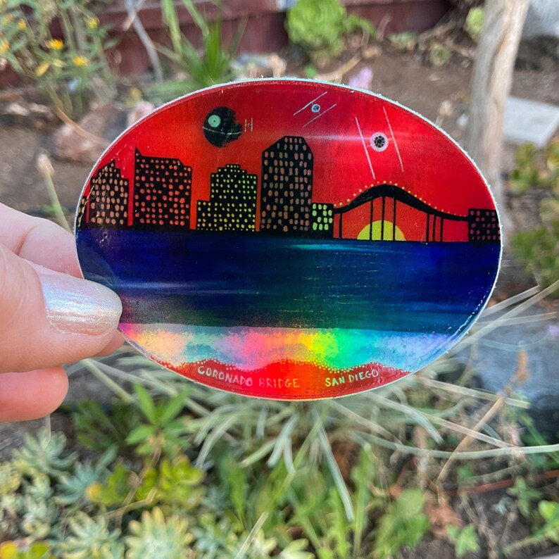 Sticker Death Star Over San Diego Skyline and Coronado Bridge ...