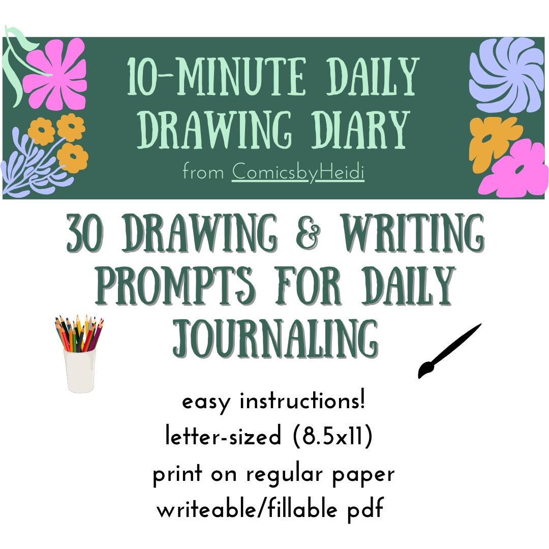 30 Daily Drawing & Writing Journal Prompts (digital Download, Printable ...