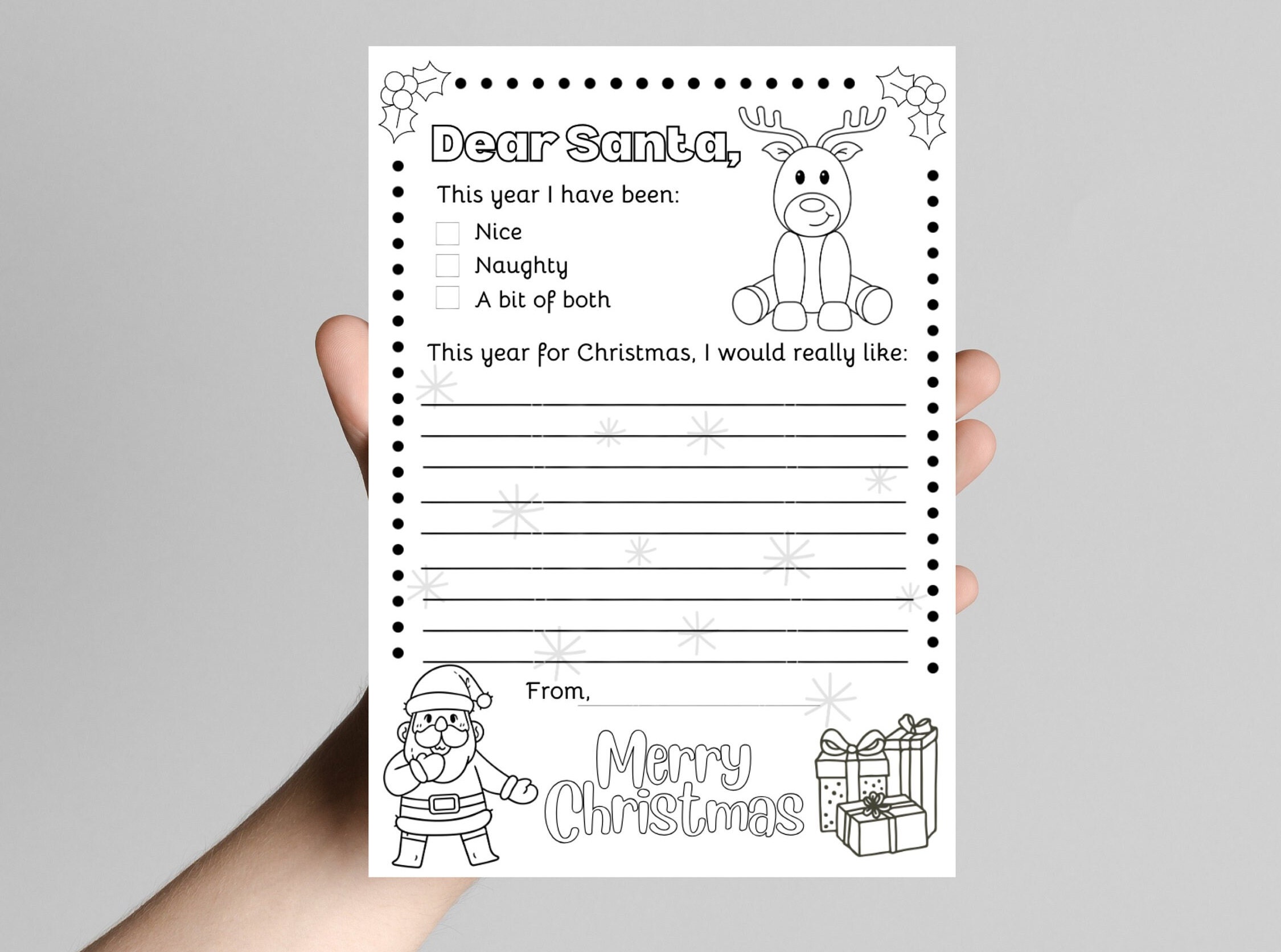 PRINTABLE Christmas Wish List Coloring Page Letter to Santa - Etsy