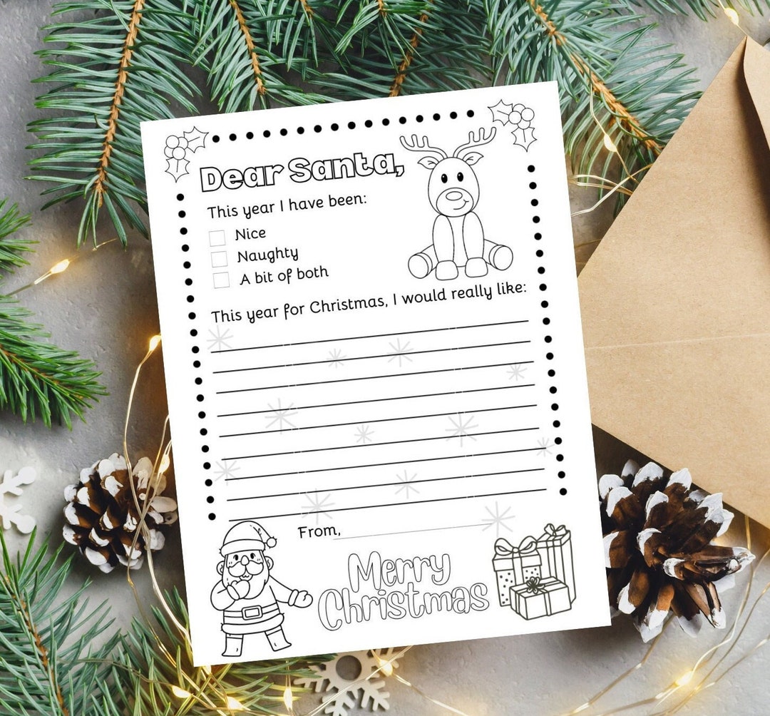 PRINTABLE Christmas Wish List Coloring Page Letter to Santa Wish List ...