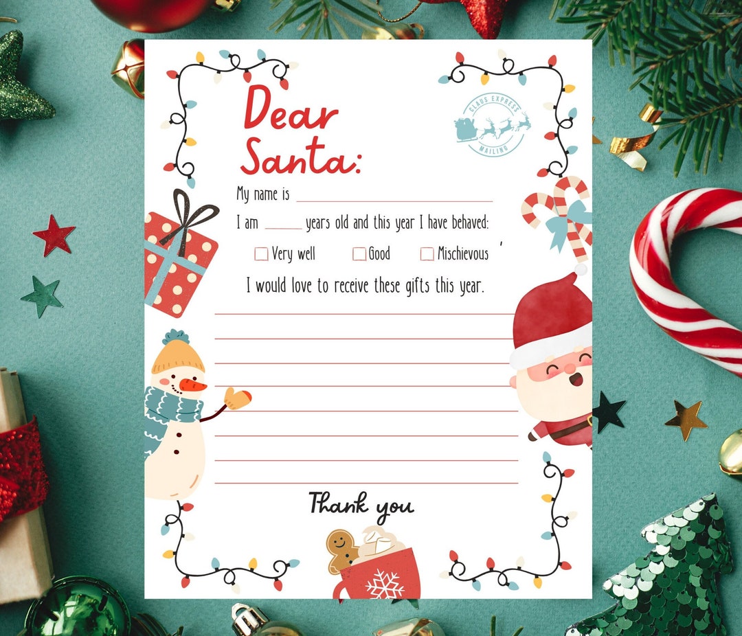 PRINTABLE Santa Wish List Santa Letter What I Want for Christmas ...