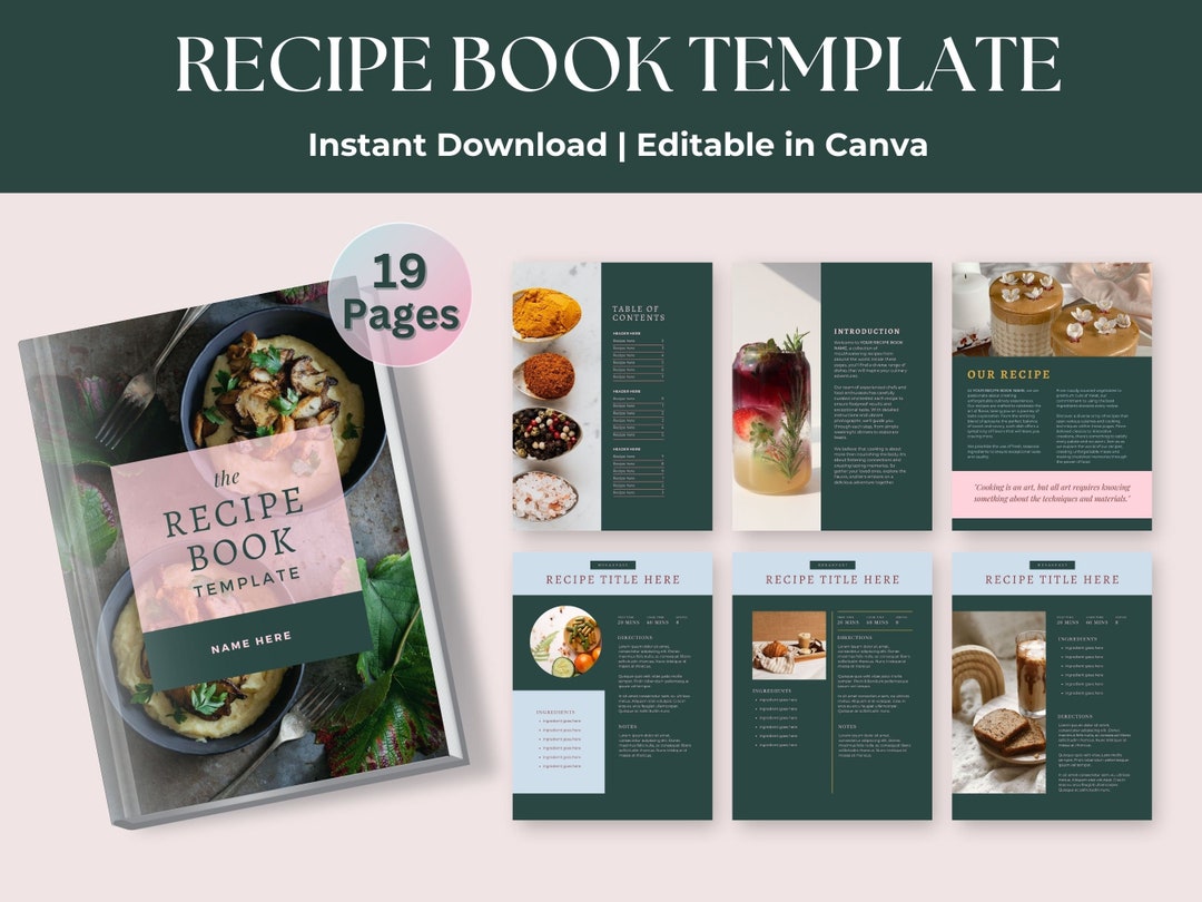 Cookbook Template Editable Recipe Book Template Printable Recipe Ebook ...