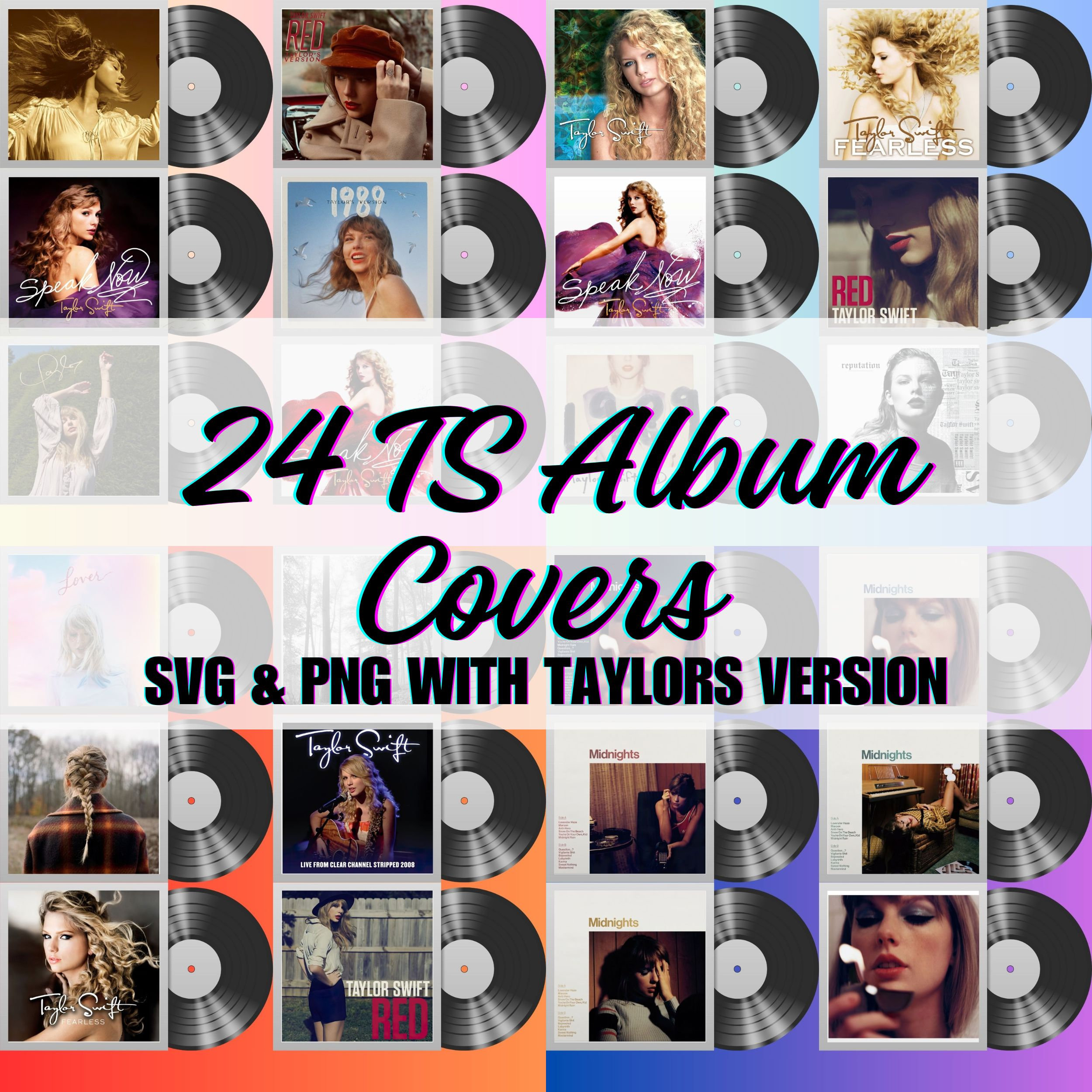 Taylor Swift Album Covers SVG and PNG Bundle, Taylor Swift Album Cover ...