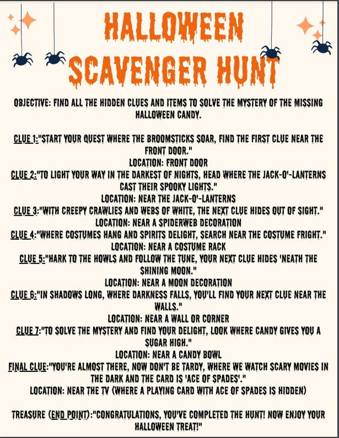 Halloween Scavenger Hunt- Downloadable Activity - Etsy