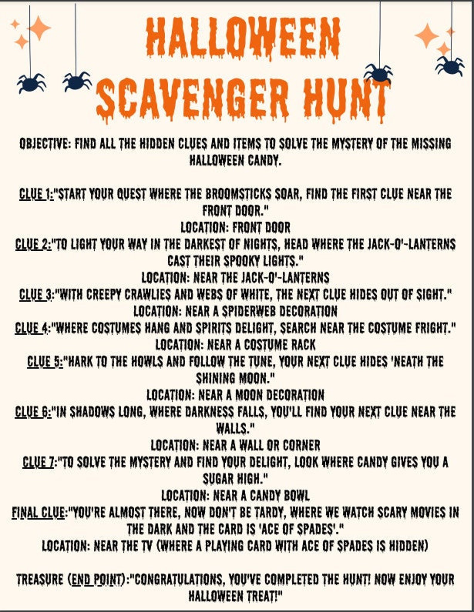 Halloween Scavenger Hunt- Downloadable Activity - Etsy