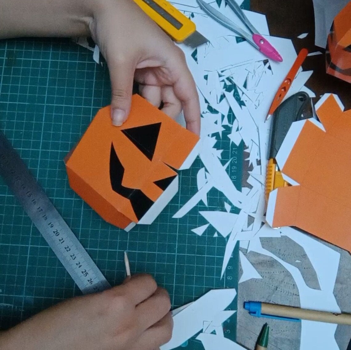 Halloween Papercraft Pumpkin With Faces to Choose From - Etsy