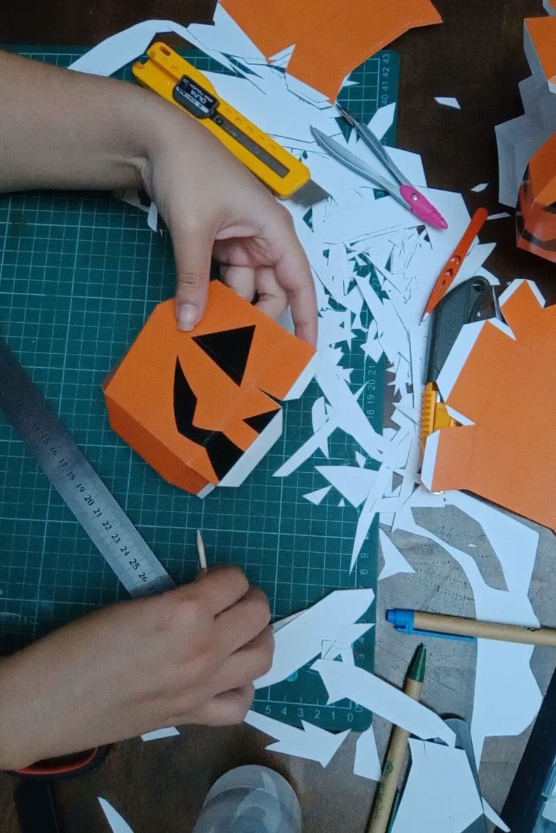 Halloween Papercraft Pumpkin With Faces to Choose From - Etsy