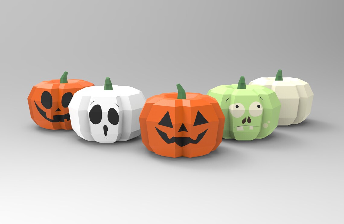 Halloween Papercraft Pumpkin With Faces to Choose From - Etsy