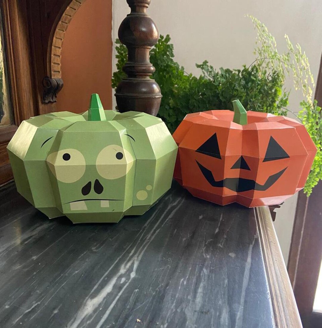 Halloween Papercraft Pumpkin With Faces to Choose From - Etsy