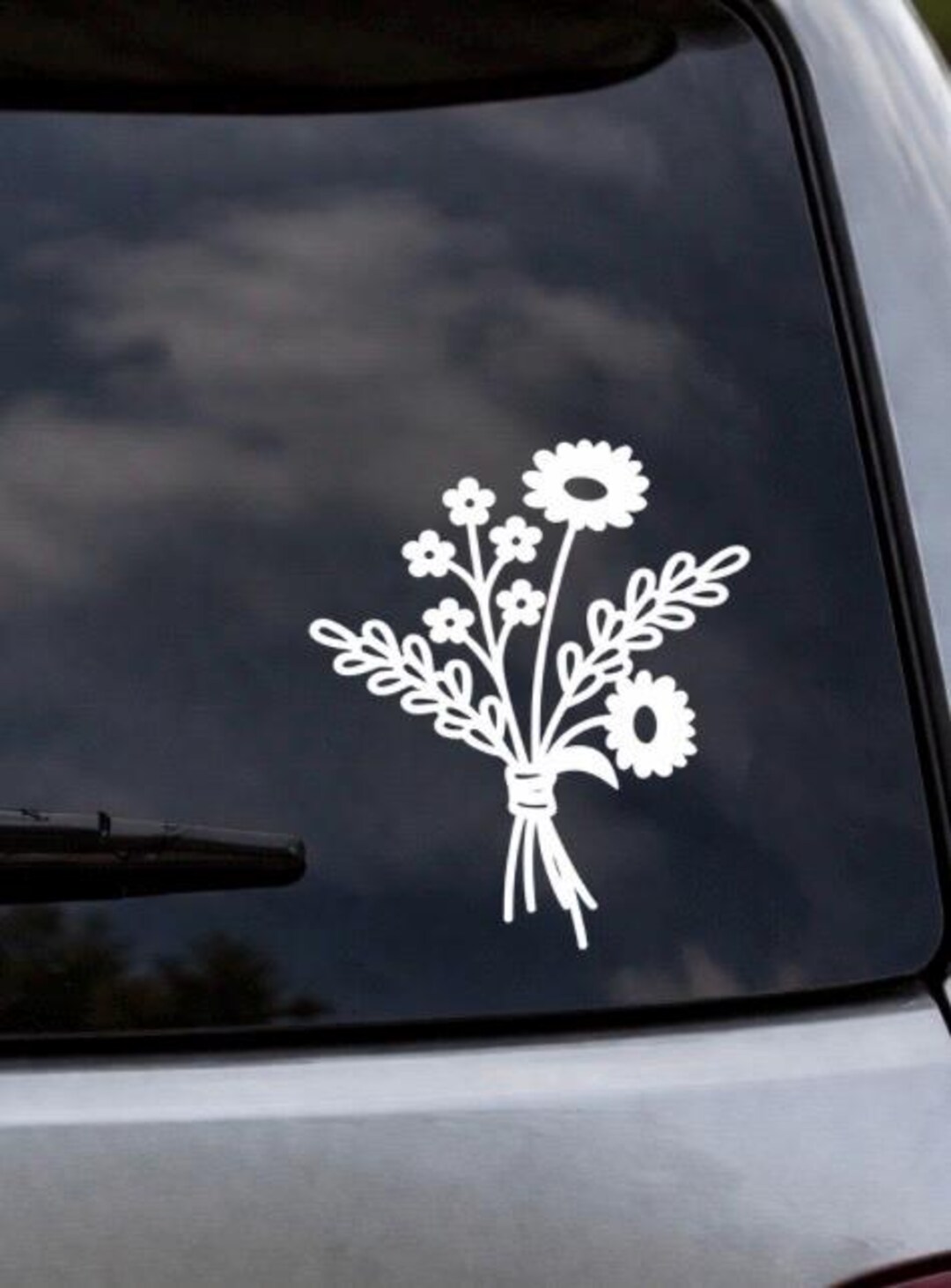Wildflower Bouquet Vinyl Decal | Minimalist Floral Car, Laptop Sticker ...
