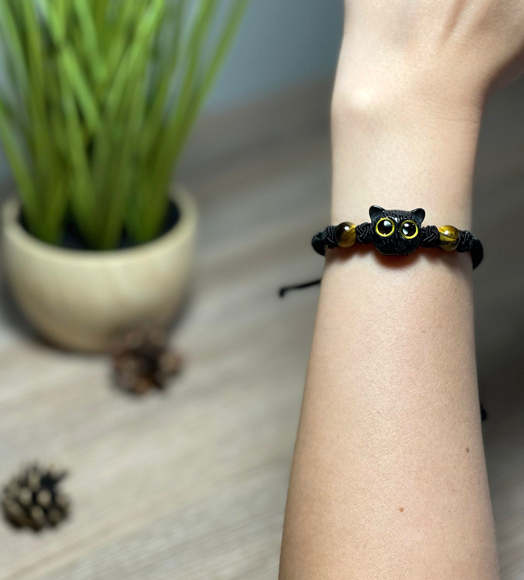 Cat Design Bracelet, Cute Cartoon Kitty Braided Bracelet, Cat Mom ...