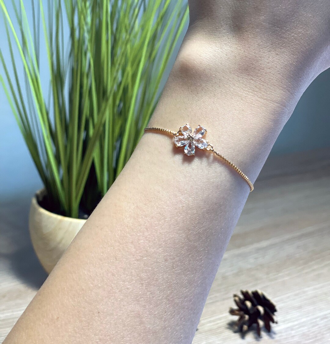 Flower Bracelet, Flower Zircon Bracelet, Cute Flower Charm Bracelet ...
